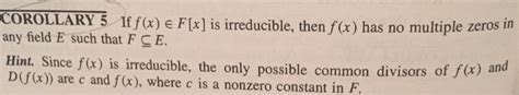 Solved Prove The Following Corollary