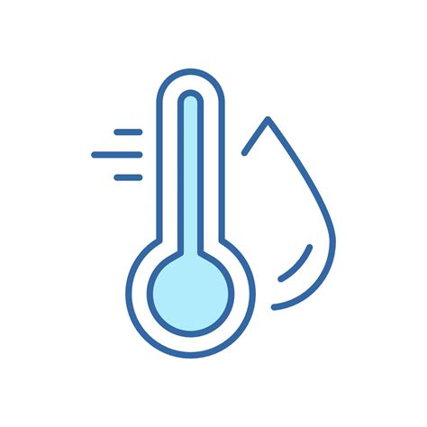 Water Temperature Indicator Line Color Icon Mercury Thermometer And Water Drop Linear Pictogram