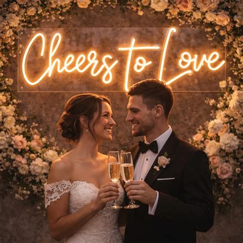Cheers To Love Neon Sign Wedding Backdrop Decor Led Sign For