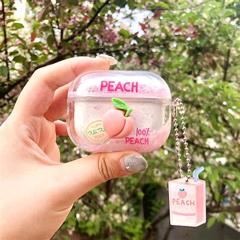 🔥sale당일출고🔥 글리터 피치 투명 키링 에어팟 케이스 키링세트 에이블리