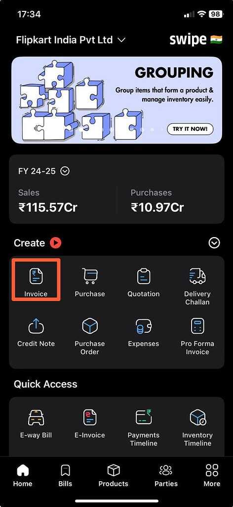 How To Create Export SEZ Invoice On Mobile IOS Swipe