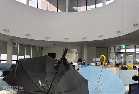 50억 짜리 면사무소에서 우비 입고 우산 쓰고 일하는 공무원들