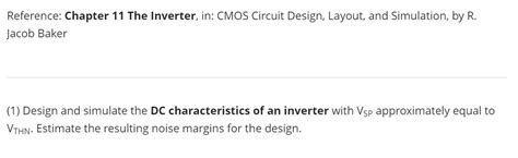Solved Reference Chapter The Inverter In CMOS Circuit Chegg Com