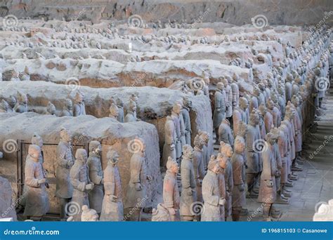 The Terracotta Army Warriors At The Mausoleum Of Sculptures Depicting