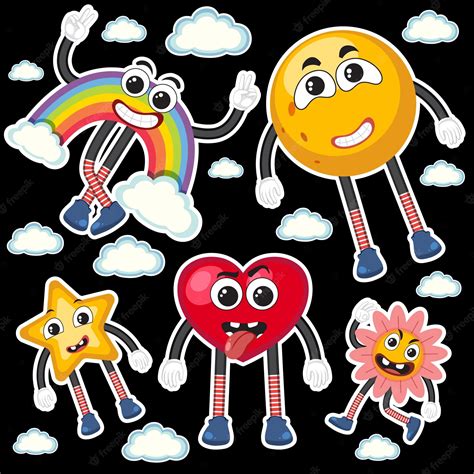 Premium Vector Cute Weather Icons Sticker Seamless Pattern