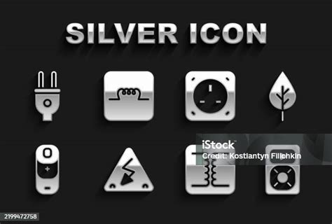 전자 회로 아이콘에서 고전압 리프 에코 기호 음악 플레이어 전기 변압기 배터리 충전 콘센트 플러그 및 인덕터를 설정합니다 벡터 0명에 대한 스톡 벡터 아트 및 기타 이미지