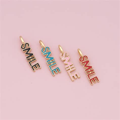 18k Gold Filled Enamel Smile Pendantsmile Charm Bracelet Necklace For