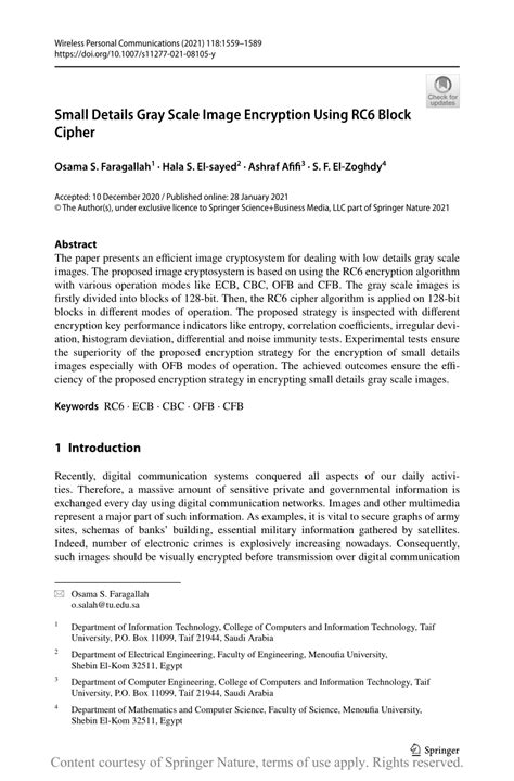 Small Details Gray Scale Image Encryption Using Rc6 Block Cipher Request Pdf