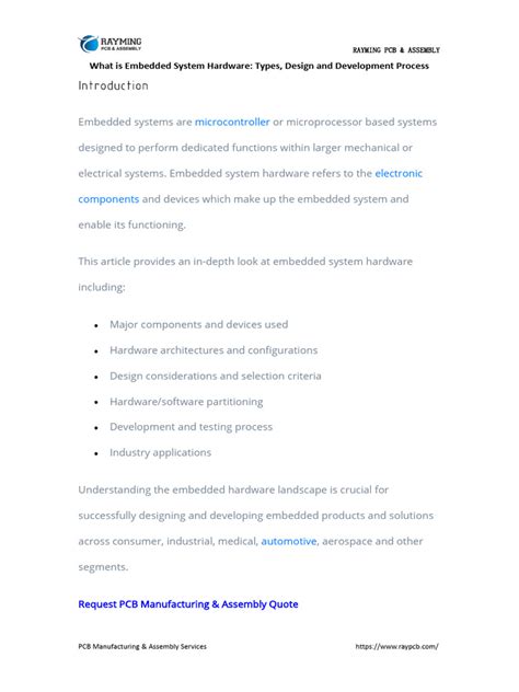 What Is Embedded System Hardware Types Design And Development Process Pdf Embedded System