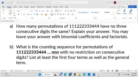 Solved A How Many Permutations Of 111222333444 Have No