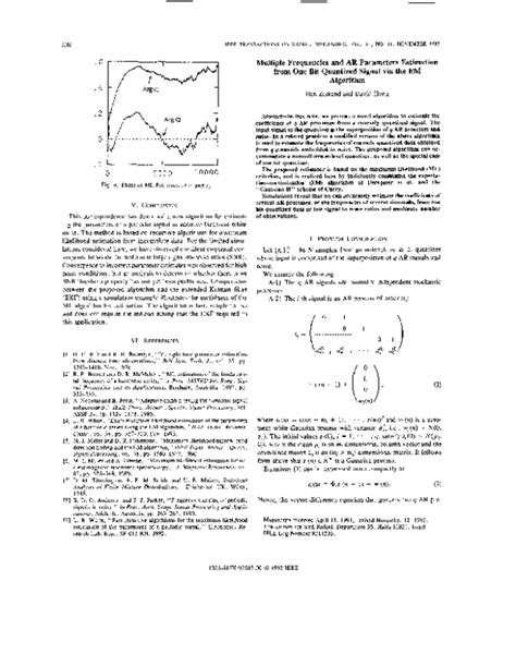 Pdf Multiple Frequencies And Ar Parameters Estimation From One Bit Quantized Signal Via The Em