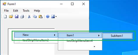 the chosen menu items in menustrip contextmenustrip toolstrip have no