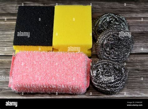 Kitchen Utensil Scrubber Pad Combo Cellulose Abrasive Two Sided Sponge And Wire Sponge Steel
