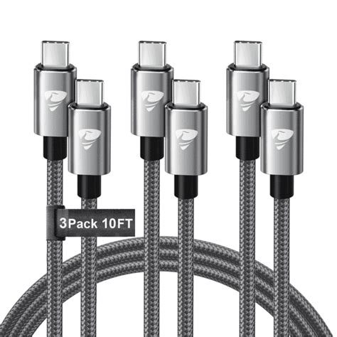 Shiqi Usb C Cable 10ft 3 Pack Usb A To Usb C 90 Degree Right Angle L