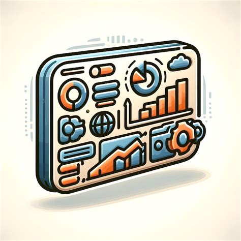 3d Flat Icon Business Dashboard Design With Ample Space For Text And Graphics Doodle Line