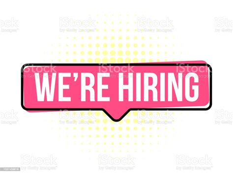 우리는 작업 직원 공석 공고 벡터 배너 텍스트 흰색 배경 작업 시간 모집 기관에 대 한 포스터에 고립 된 채팅 메시지에 고용 객실 있음에 대한 스톡 벡터 아트 및 기타