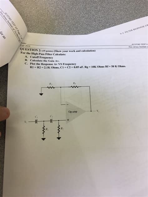 Solved For The High Pass Filter Calculate Cutoff