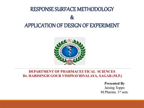 Optimization Techniques In Formulation Development Response Surface Methodology Ppt
