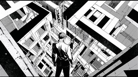 Man In Suit Overlooking Architectural Complexity Stock Illustration