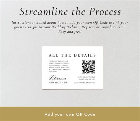 Details QR Code Insert Card Elegant Script Details Scan Etsy