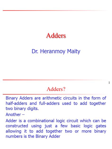 4 Adders Binaryppt Pdf Electronic Circuits Digital Electronics