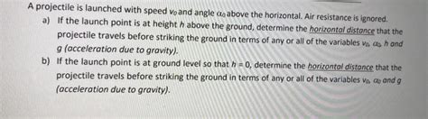 Solved A Projectile Is Launched With Speed V0 And Angle α0