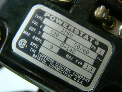 Powerstat V Variable Transformer U Joseph Fazzio Incorporated