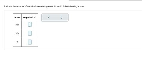 Solved Indicate The Number Of Unpaired Electrons Present In Chegg Com