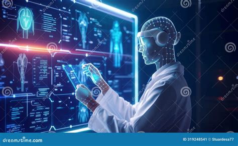 Scientist Interacting With Advanced Digital Interface Stock Image Image Of Biotechnology
