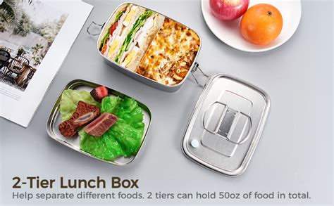 Varku Stainless Steel Lunch Boxes 1500ml 1200ml 300ml 2 Tier Large
