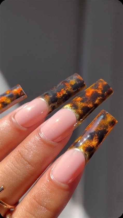 Brown Fall Tortoise Shell Nails In 2025 Brown Nails Gel Nails