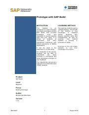 Prototype With SAP Build 1 Pdf Prototype With SAP Build MOTIVATION LEARNING METHOD This