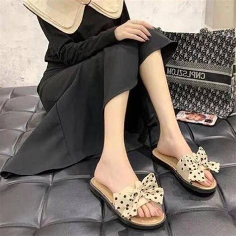 왕리본 공주 슬리퍼 예쁜 도트 패턴 실내화 겸 외출화 에이블리