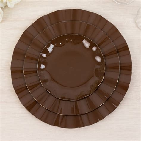 Round Plastic Ruffled Dessert Plates 6 Cinnamon Browngold