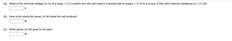 Solved A What Is The Terminal Voltage In V Of A Large Chegg