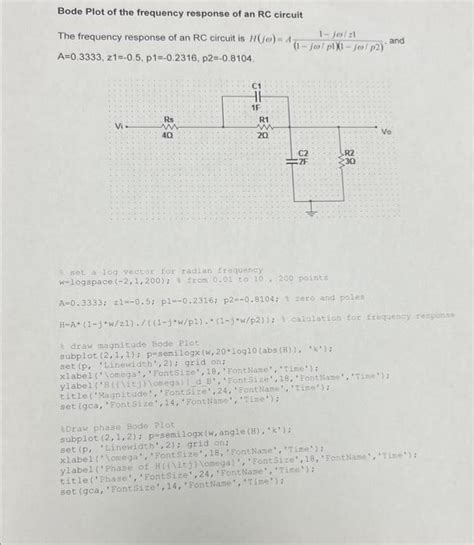 Solved Bode Plot Of The Frequency Response Of An RC Circuit Chegg