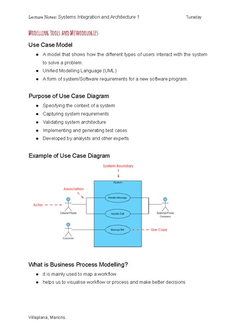 Modelling Tools And Methodologies Week3 Lecture Notes Lecture Notes Systems Integration And