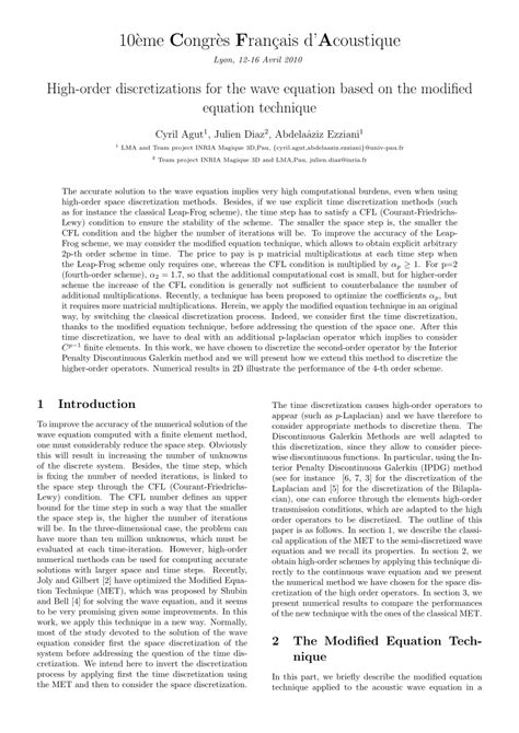 Pdf High Order Discretizations For The Wave Equation Based On The Modified Equation Technique