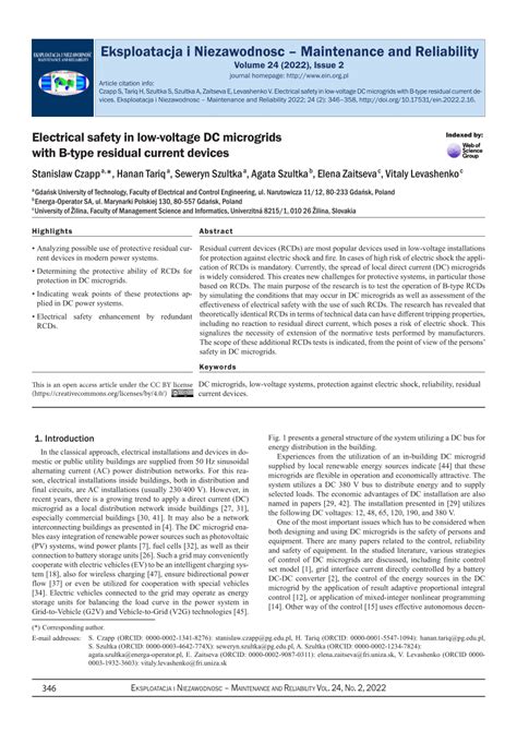 pdf electrical safety in low voltage dc microgrids with b type residual current devices