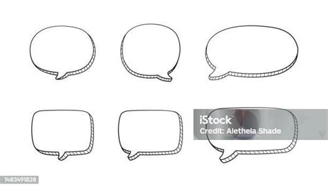 손으로 그린 3d 빈 말풍선 생각 말하기 말하기 텍스트 상자 배너 흑백 색상 평면 디자인 벡터 그림의 컬렉션 세트 0명에 대한 스톡 벡터 아트 및 기타 이미지 Istock