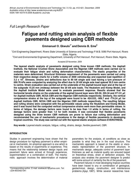 Fatigue And Rutting Pdf Deformation Engineering Road Surface