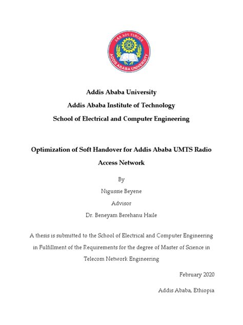 Optimization Of Soft Handover For Addis Ababa Umts Radio Access Network Nigussie Beyene Pdf