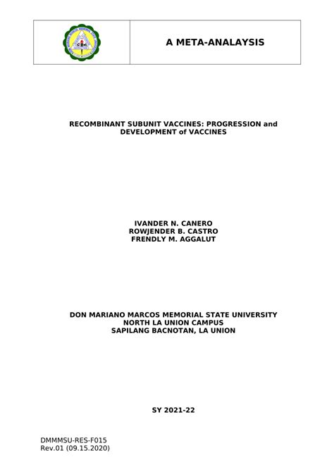 Pdf Recombinant Subunit Vaccines Progression And Development Of Vaccines