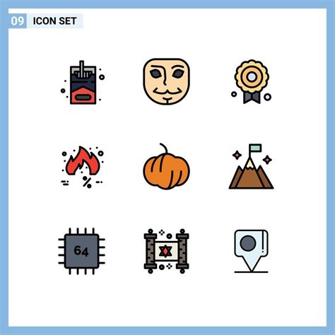 Set Of 9 Modern Ui Icons Symbols Signs For Flag Pumpkin Quality Food Sale Editable Vector Design