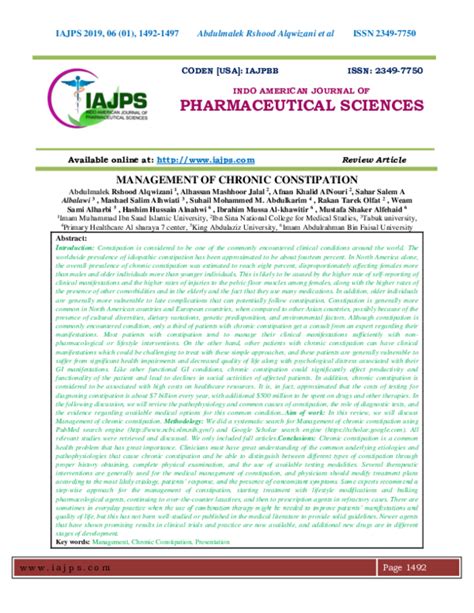 Pdf Management Of Chronic Constipation