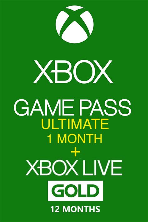 Xbox Game Pass Ultimate 1 Месяц + Xbox Live Gold на 12 Месяцев Xbox One ...