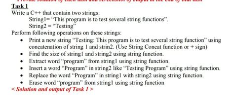 Solved Task 1 Write A Cthat Contain Two Strings String