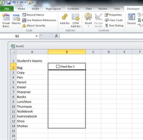 How To Create Checklist In Excel 2010