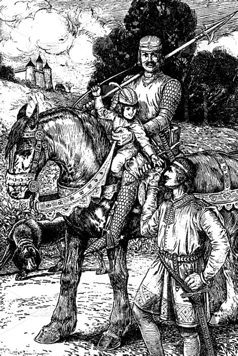 罗宾汉儿童男人白色黑色图像矢量雕刻图像马复古素材 花瓣网