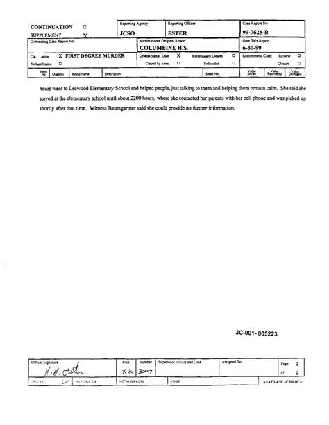 11k Class Area Witnesses Columbine High School Shooting